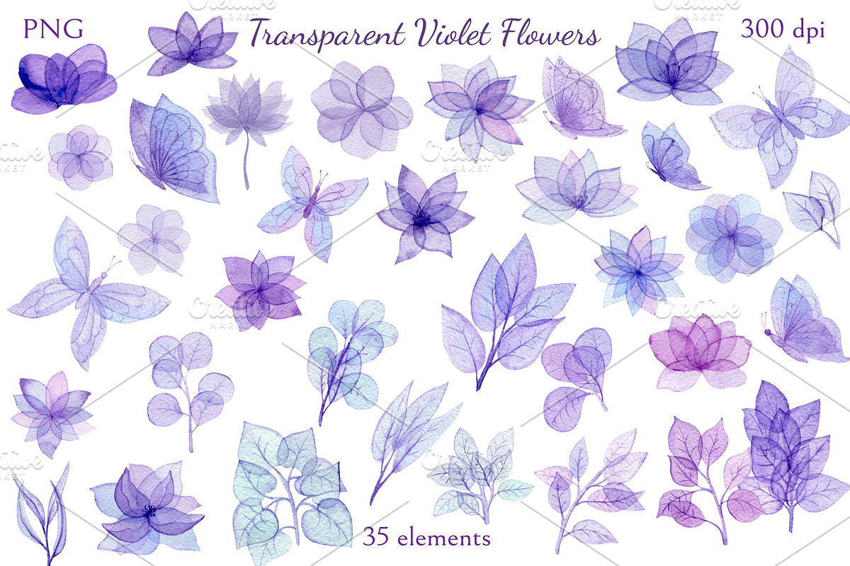 Transparent Violet Flowers, an Illustration by Salted Galaxy | Creative ...