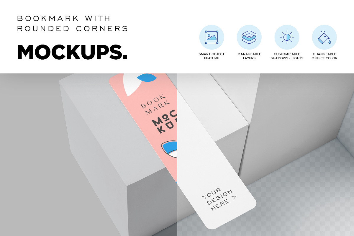 Rounded Corners Bookmark Mockups, a Books & Magazine Mockup by ...