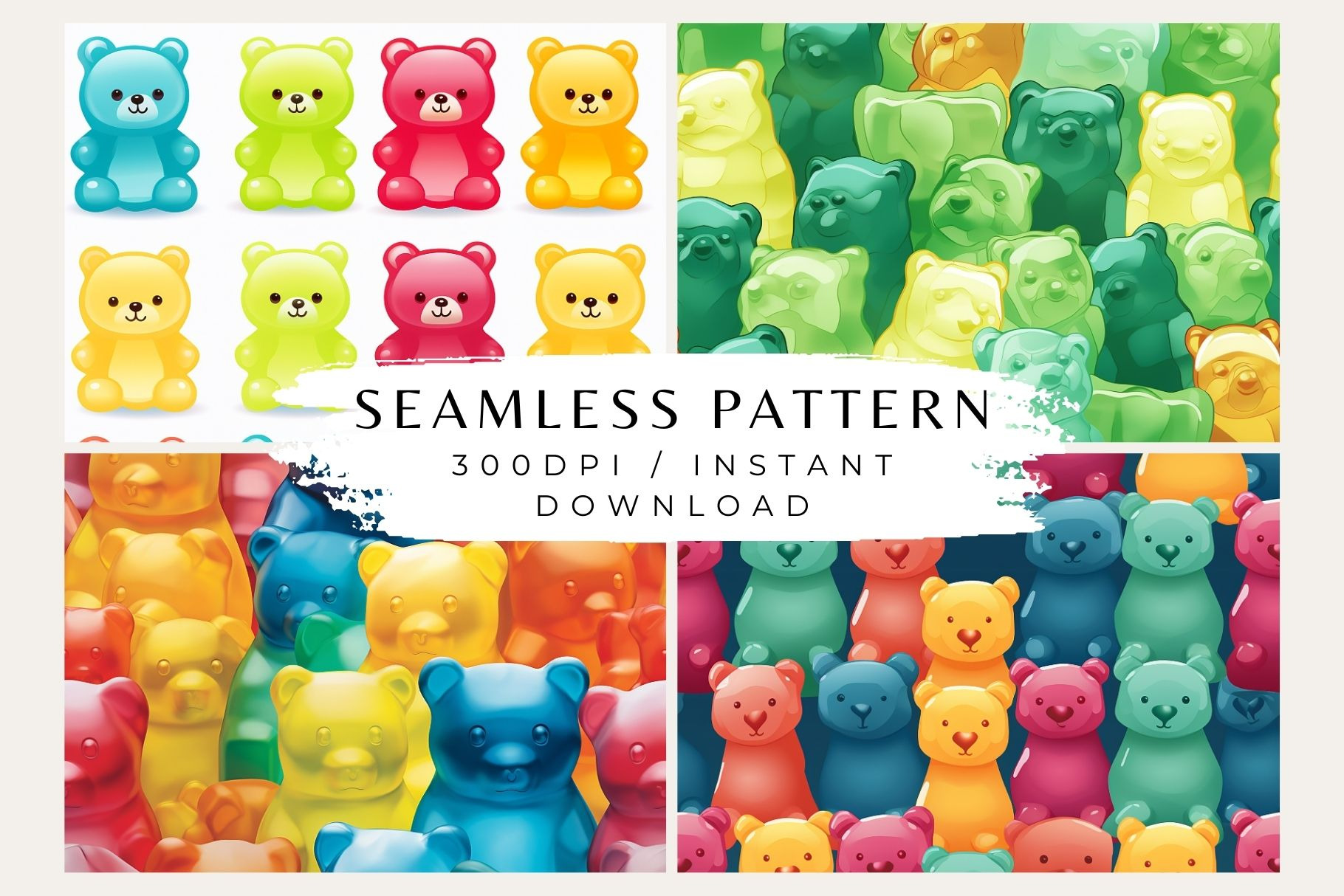 4 Gummy Bears Seamless Patterns | Graphic Patterns ~ Creative Market