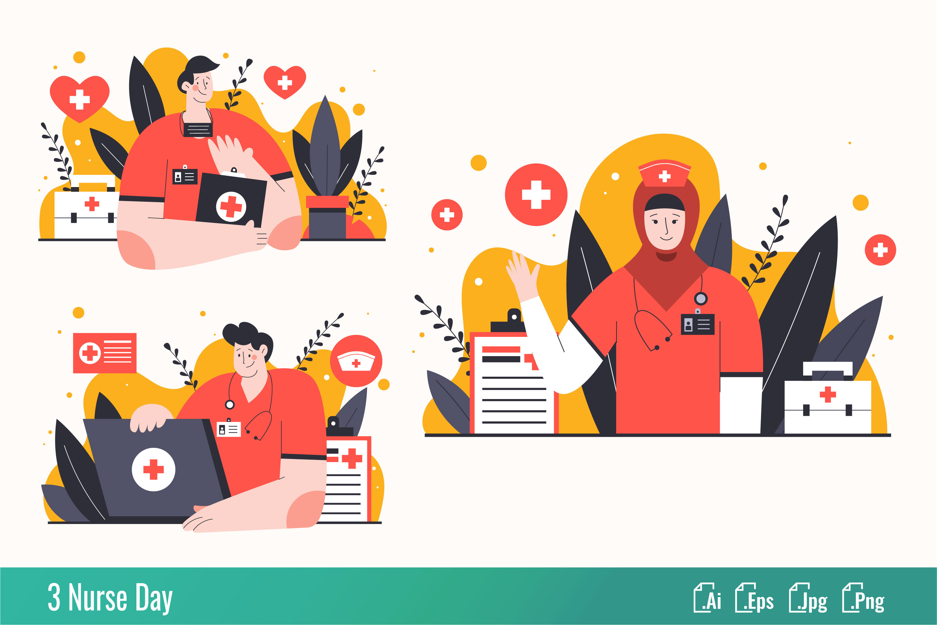 Nurse Day - Flat Illustration, a Healthcare Illustration by SlideFactory