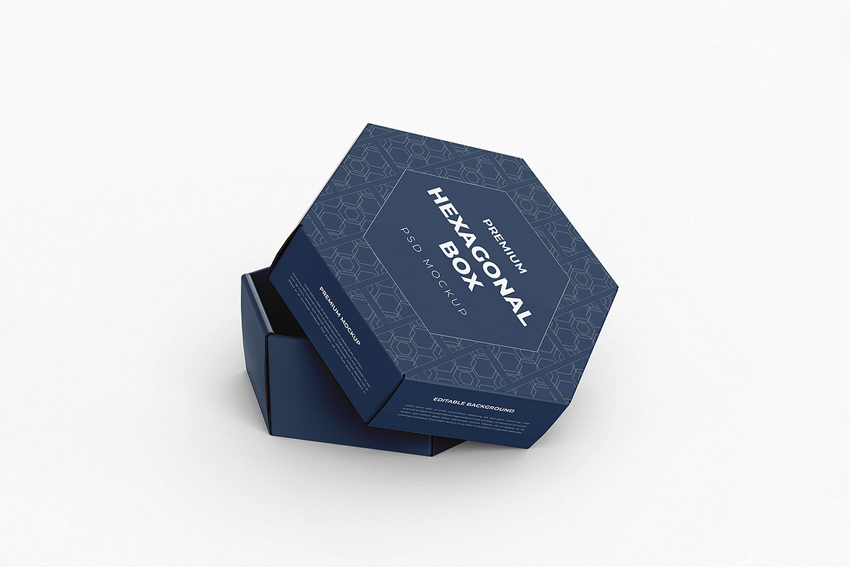 Hexagonal Paper Box Packaging Mockup, a Packaging Mockup by Ram Studio