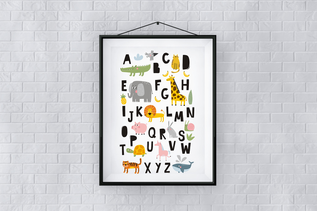 Cute cut animals, alphabet, poster, an Animal Illustration by Barkova Nadya