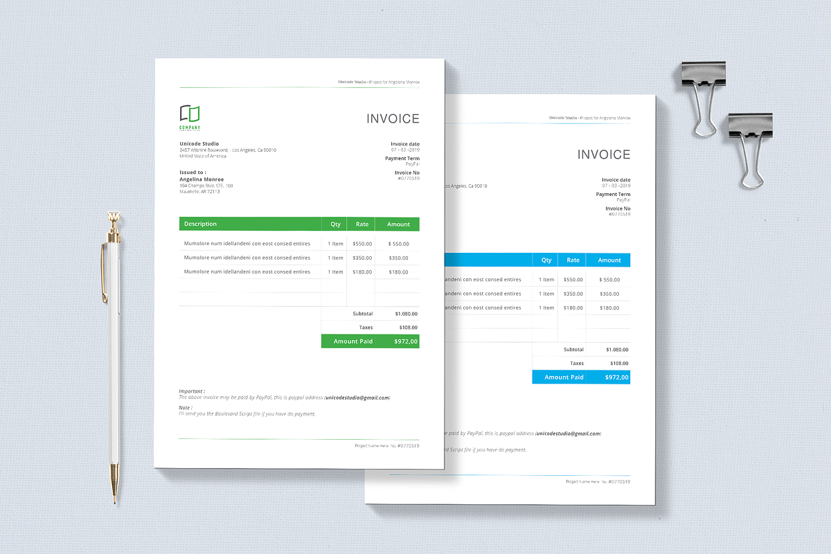 Invoice Template, a Resume Template by UnicodeID