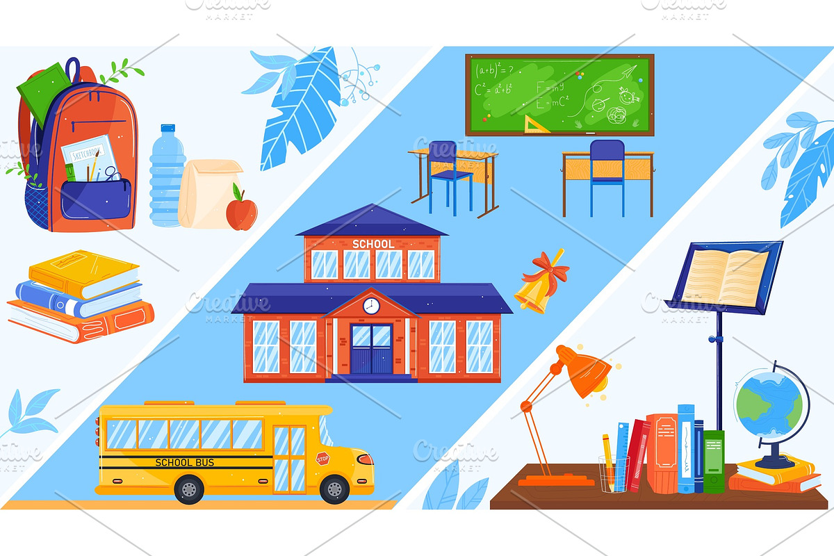 School objects vector illustration, an Education Illustration by ...