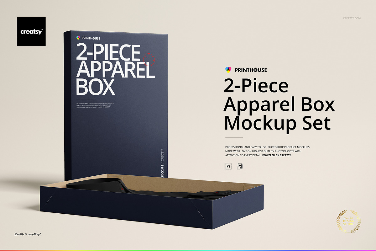 2-Piece Apparel Box Mockup Set, a Household Mockup by creatsy5
