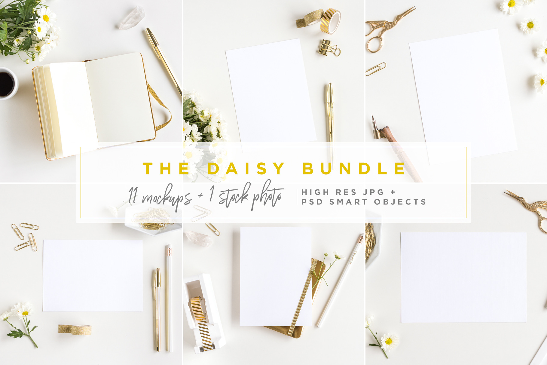 The Daisy Bundle - 11 Mockups +photo, a Product Mockup by Salt Color Studio
