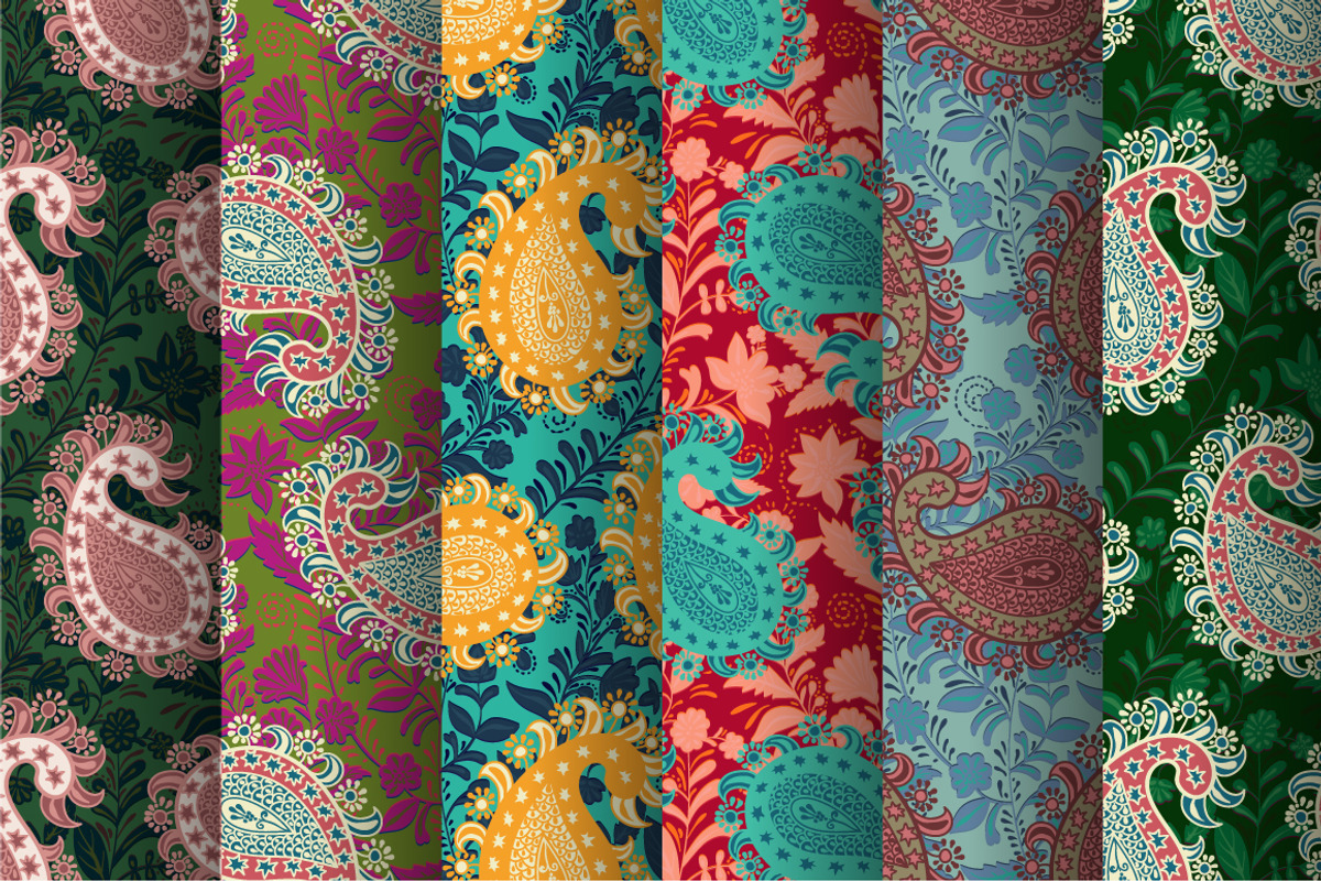 6 Vintage Paisley Patterns, a Pattern Graphic by Sunny_Lion