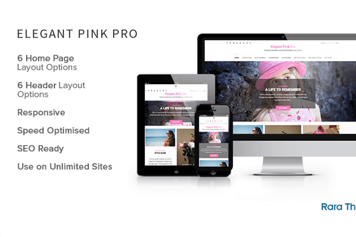 Elegant Pink Pro: Feminine Theme, a WordPress Template by Rara Theme