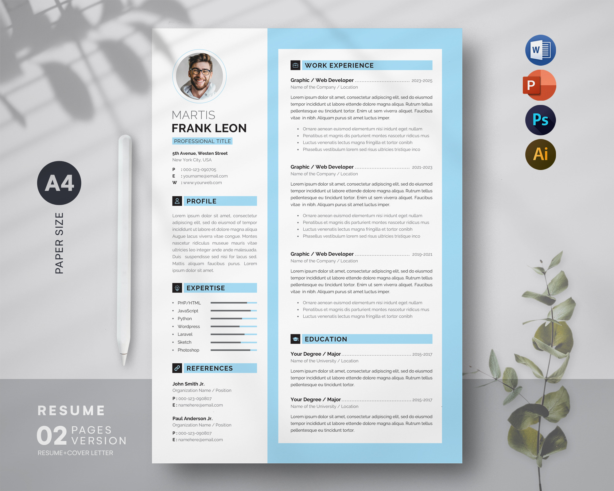 Blue Resume/CV, a Resume Template by Orcshape Studio