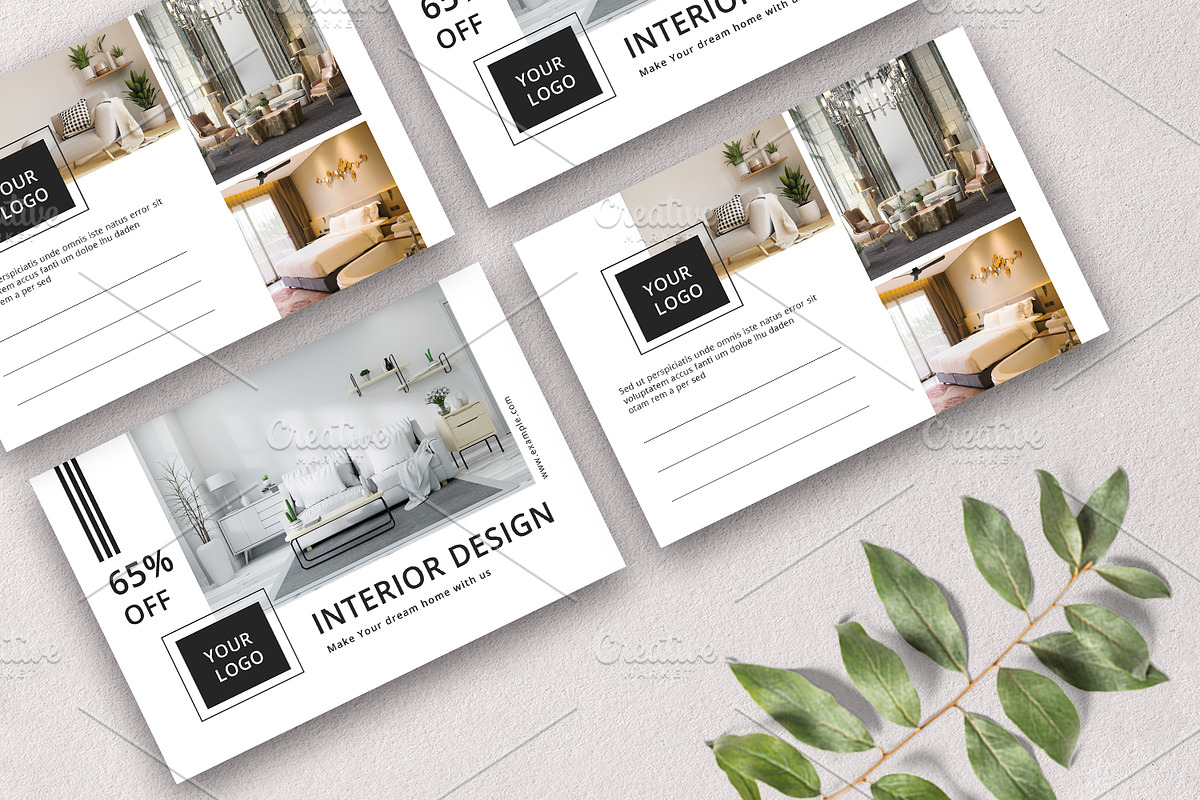Interior Design Postcard V01, a Card Template by Template Shop