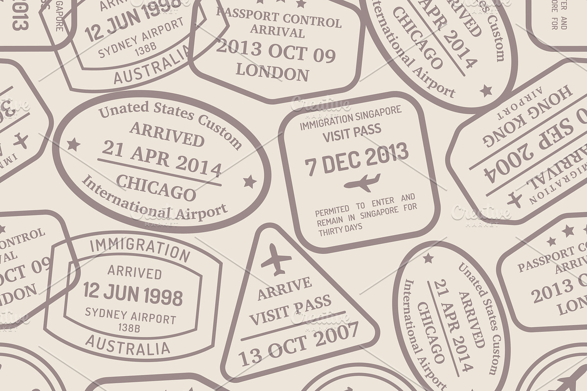 Travel visa stamps, a Templates & Theme by Microvector