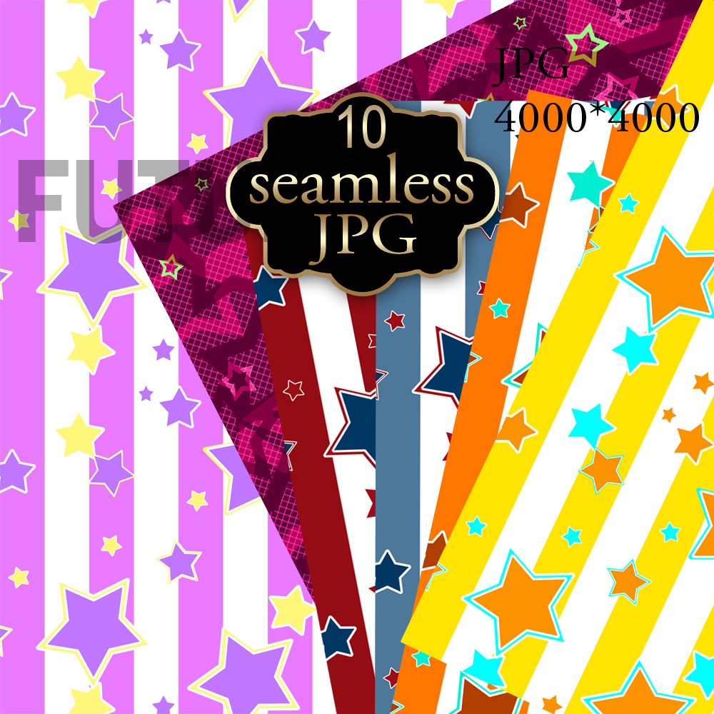 Set of 10 Star patterns, a Pattern Graphic by Futurel