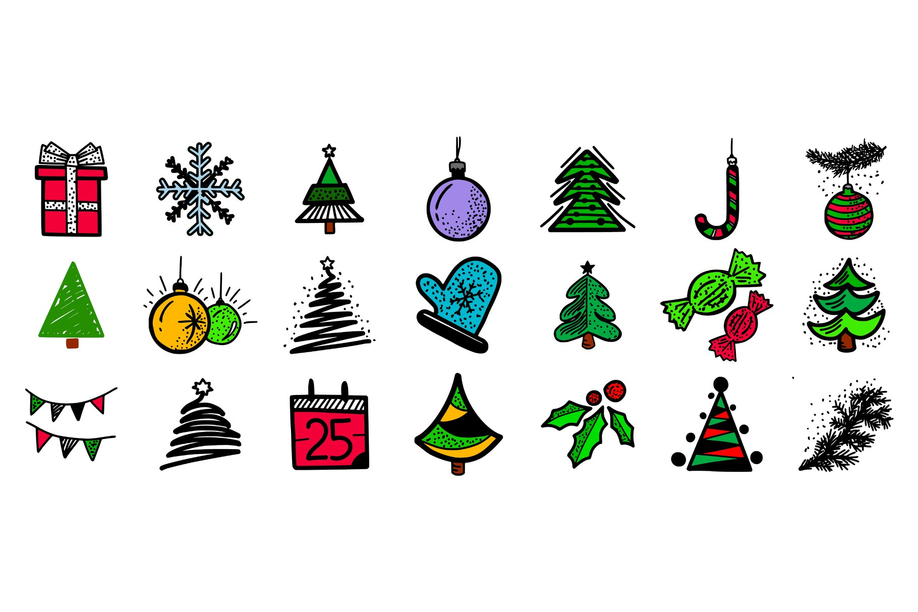 Set of hand drawn multicolored | Graphic Objects ~ Creative Market