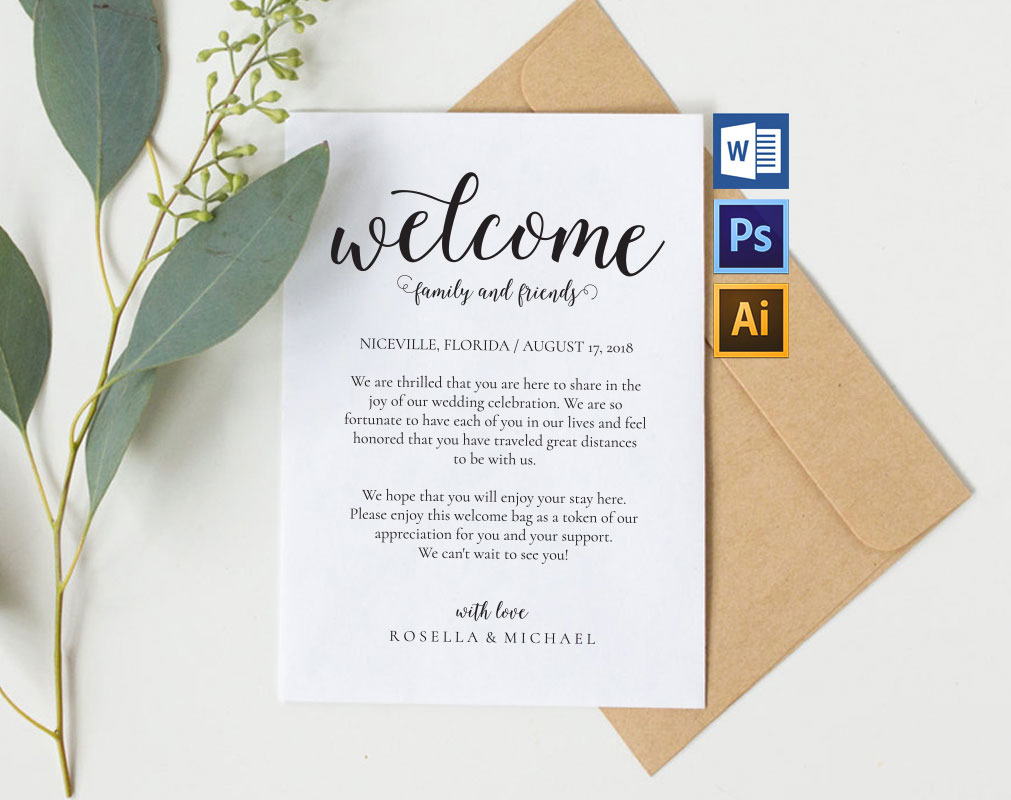 Welcome bag note SHR332, an Invitation Template by Shafura_Wedding