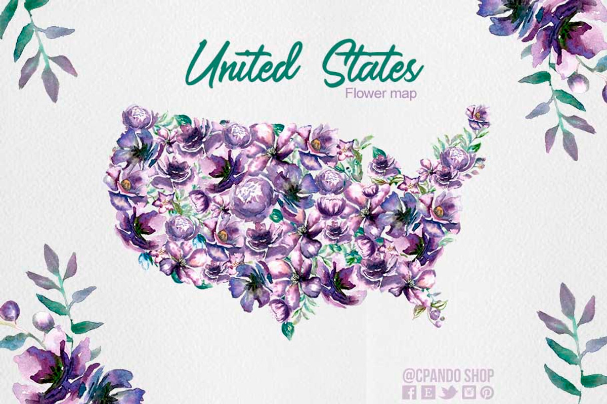 United States Flower Map clipart, a Person Illustration by CpandoShop