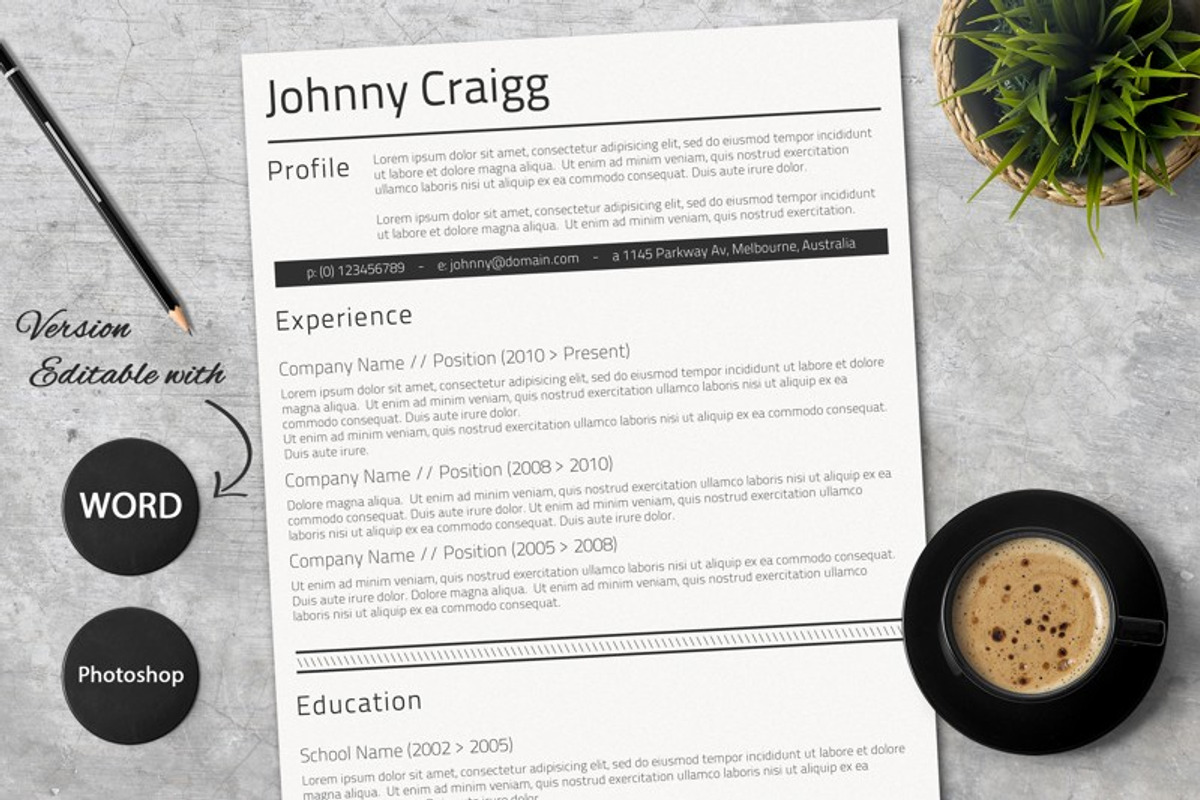Professional MS Word CV, a Resume Template by Visual Impact