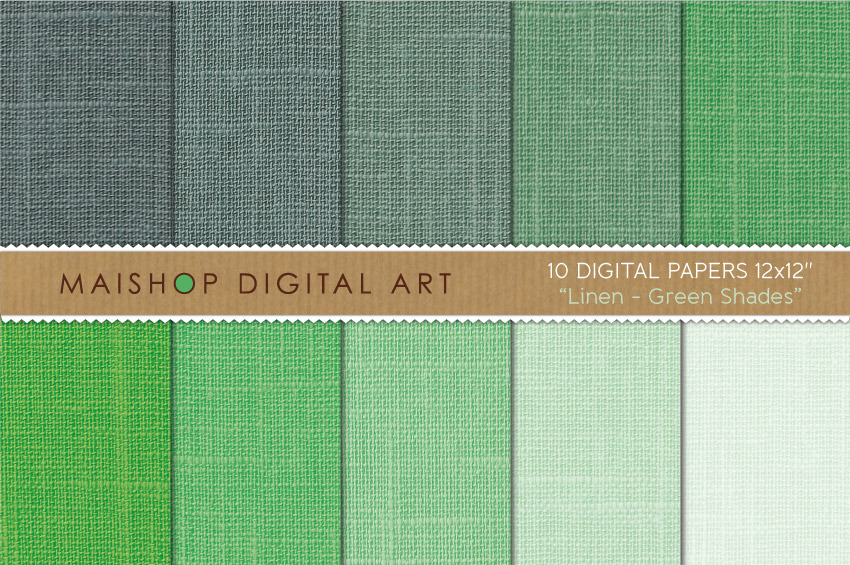 Digital Papers Linen Green Shades, a Texture Graphic by Maishop