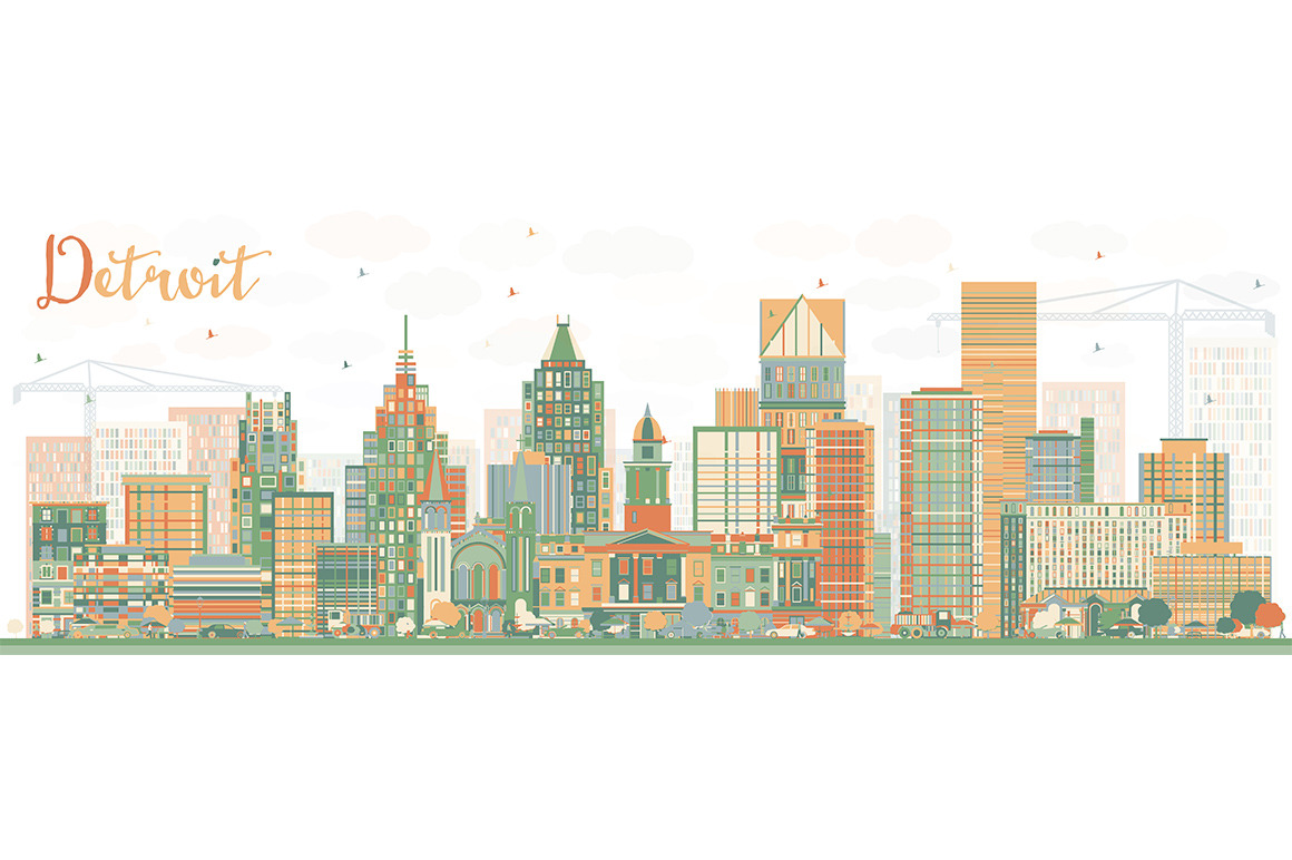 Abstract Detroit Skyline, a Person Illustration by Booblgum