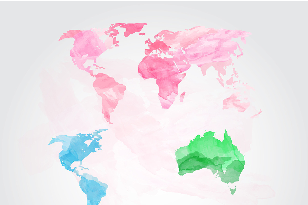 Watercolor World Map Vector, a Background Graphic by AndrewPixel ...