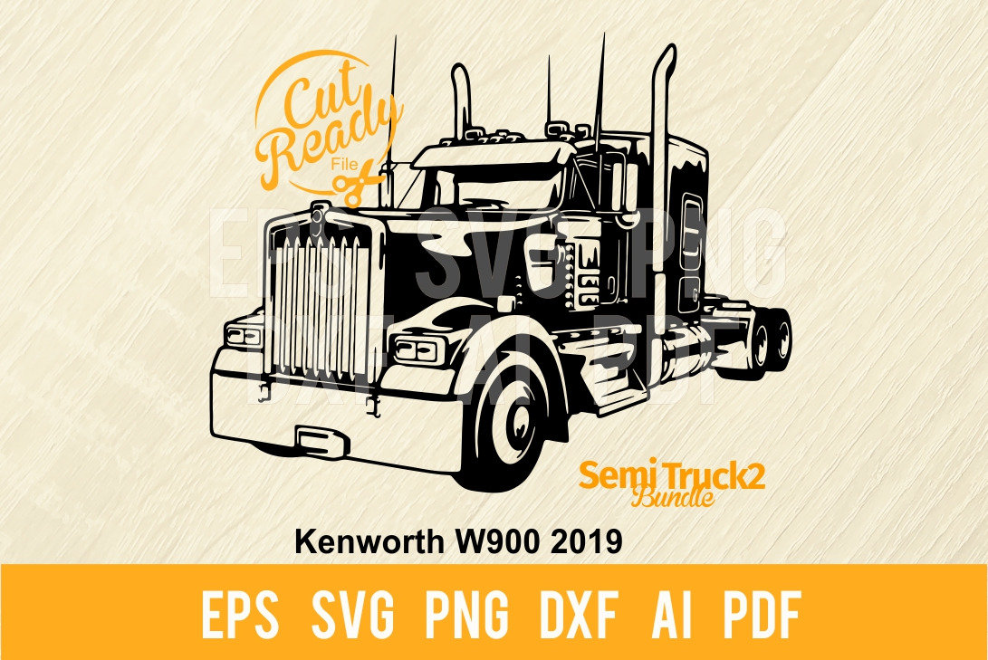 Kenworth W900 SVG Semi Truck SVG, a Transportation Illustration by ...
