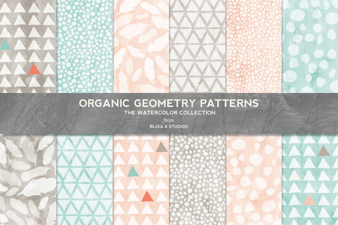 Organic Geometry Watercolor Patterns, a Pattern Graphic by Blixa 6 Studios | Creative Market