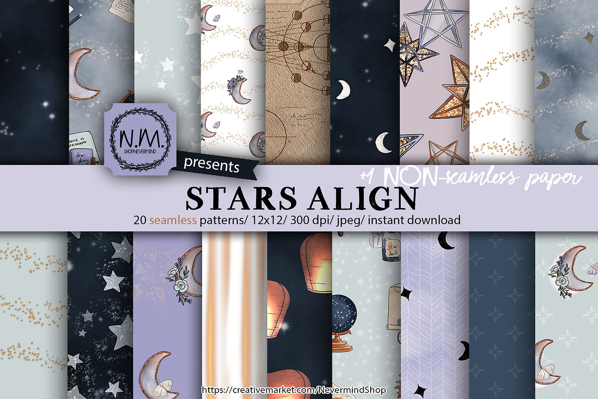 Starry Night Galaxy patterns, a Pattern Graphic by Nevermind | Creative ...
