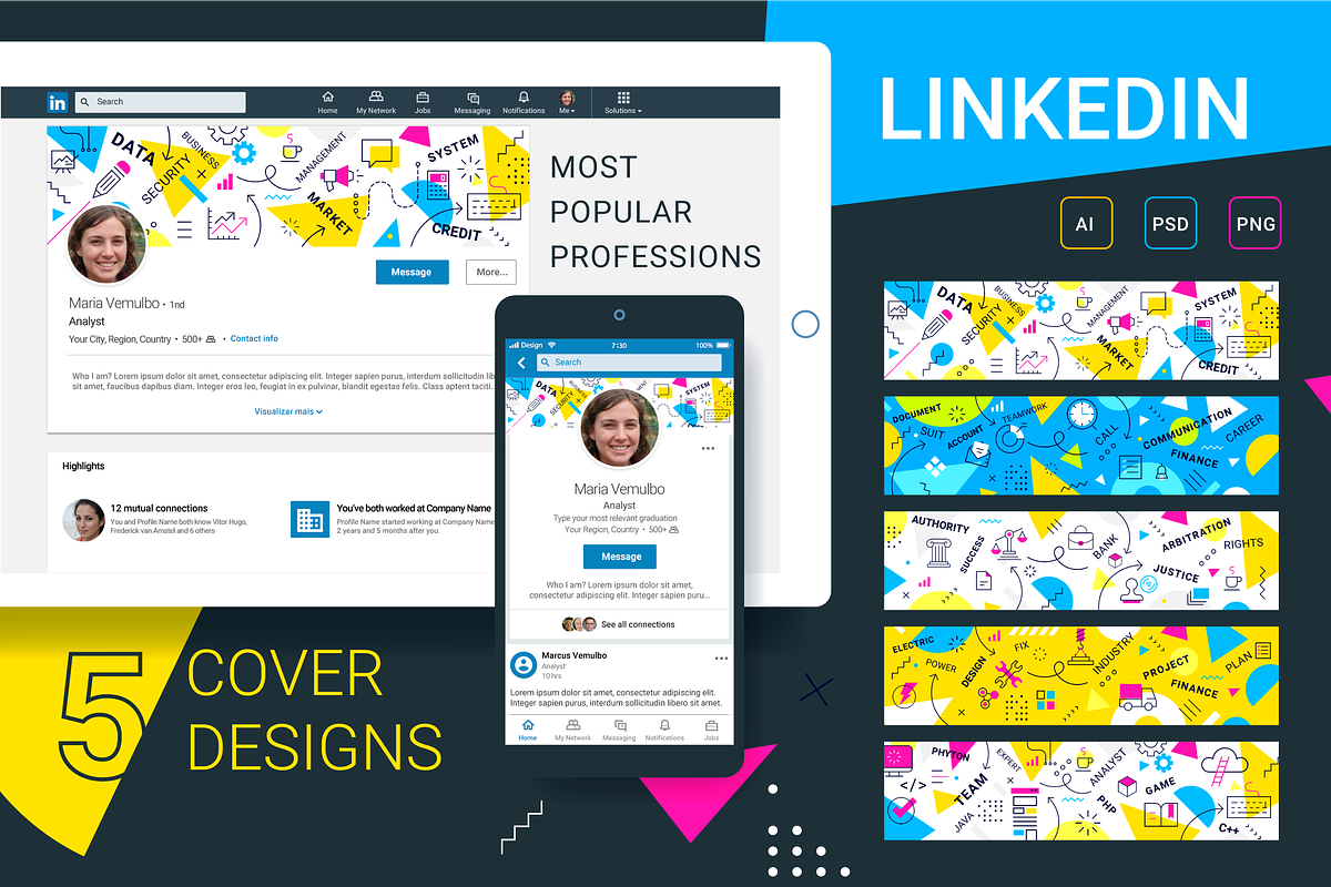 Linkedin| cover designs set, a Social Media Template by wowomnom ...