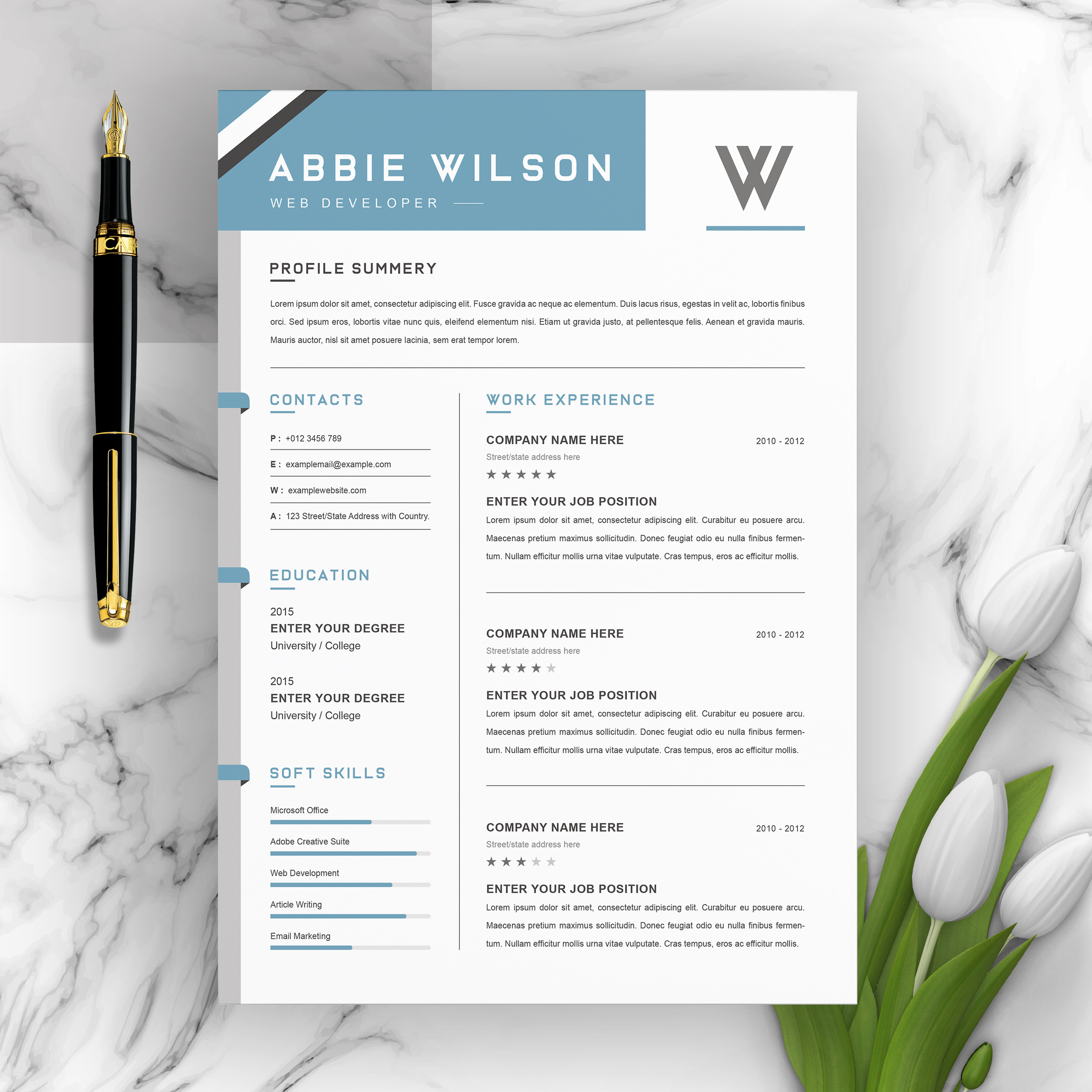 Word Resume / CV Template Design, a Resume Template by ResumeInventor