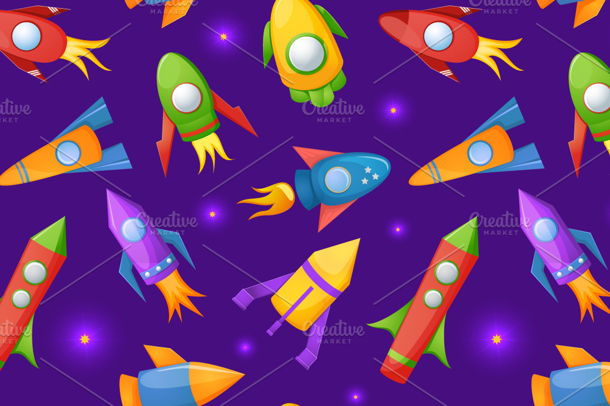 Set cartoon rockets, an Object Graphic by meowu | Creative Market