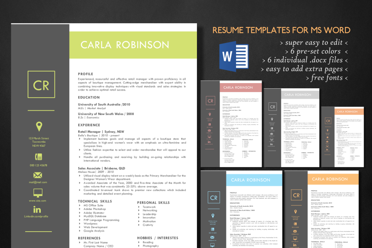 Elegant 2 in 1 Word resume templates, a Resume Template by Inkpower