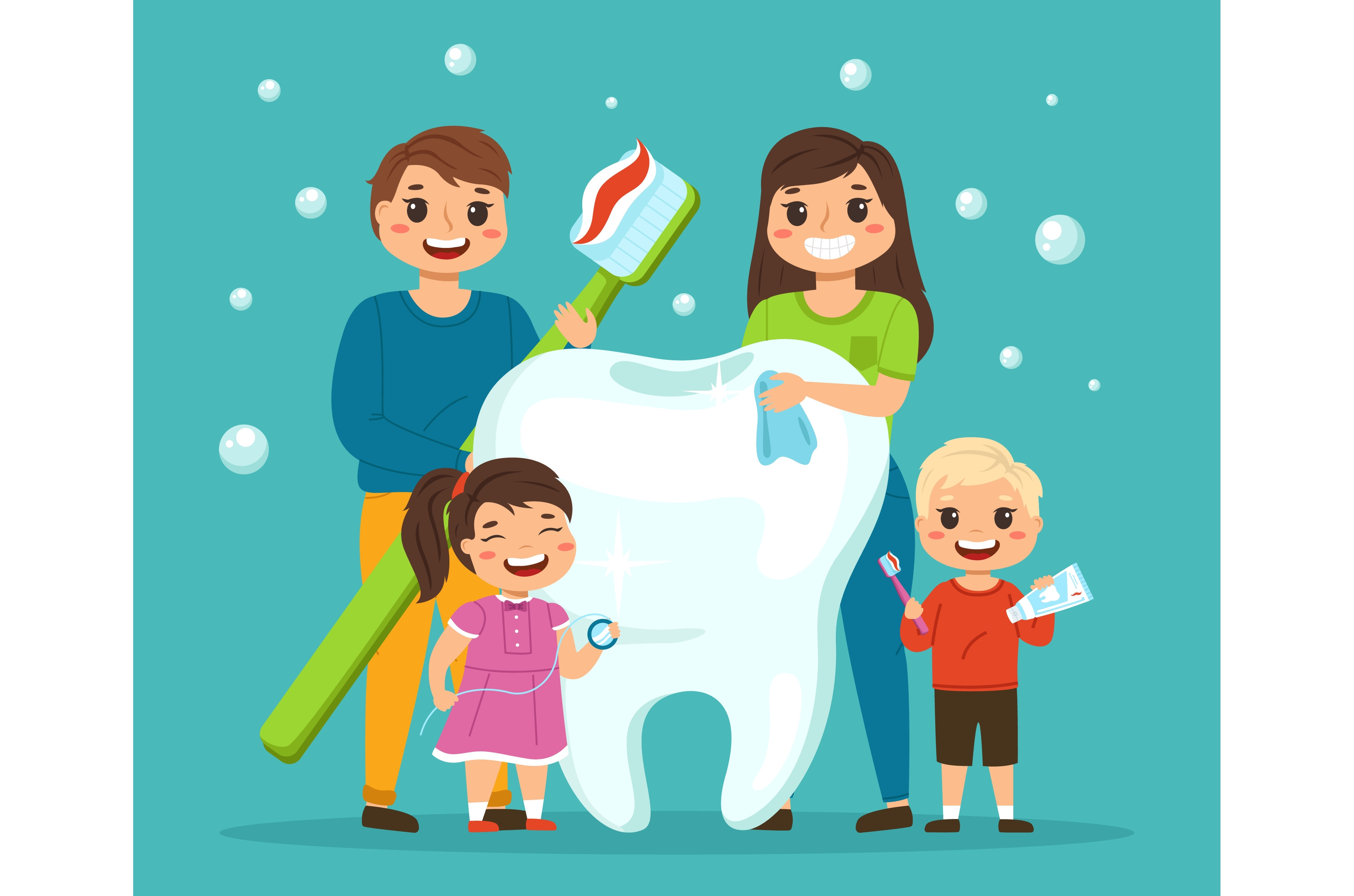 Big tooth with family. Happy smiling, an Object Graphic by YummyBuum