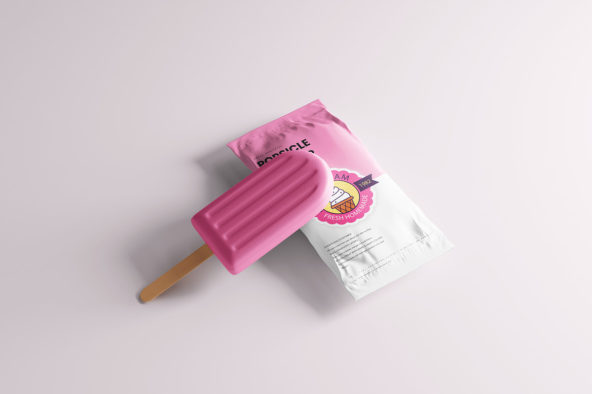 Popsicle Ice Cream Packaging Mockup, a Packaging Mockup by MockupFree.Net