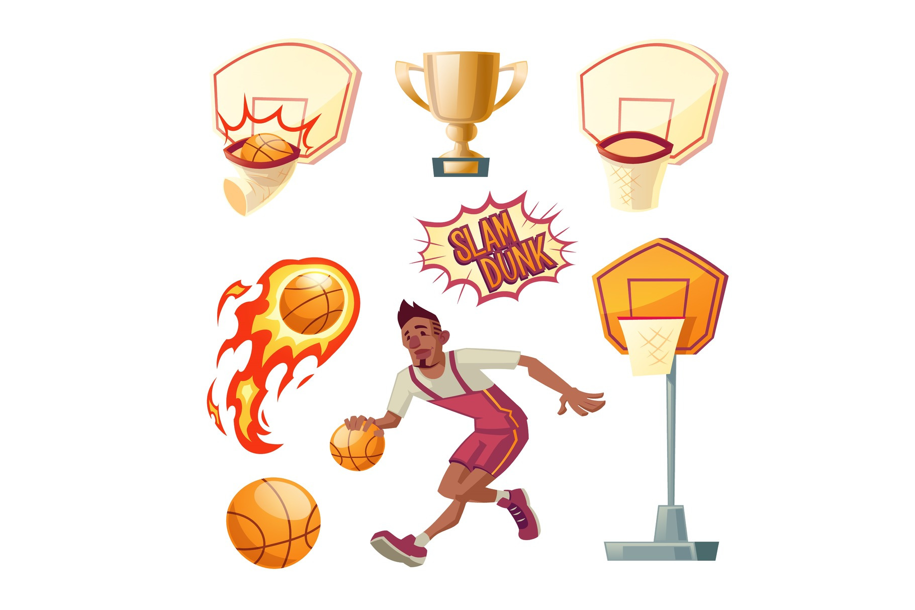 Vector basketball set - sportsman | Graphic Objects ~ Creative Market