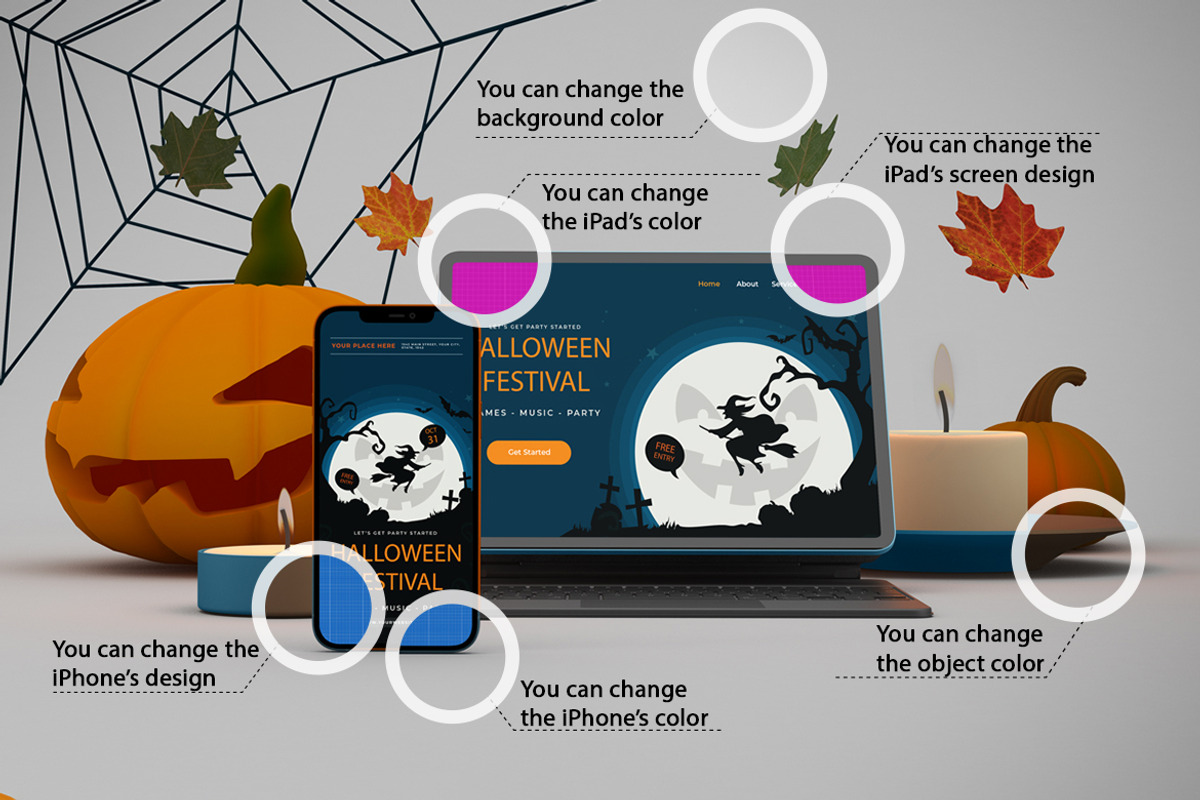 Halloween Responsive Mockup, an iPhone Mockup by Qaleb Studio ...
