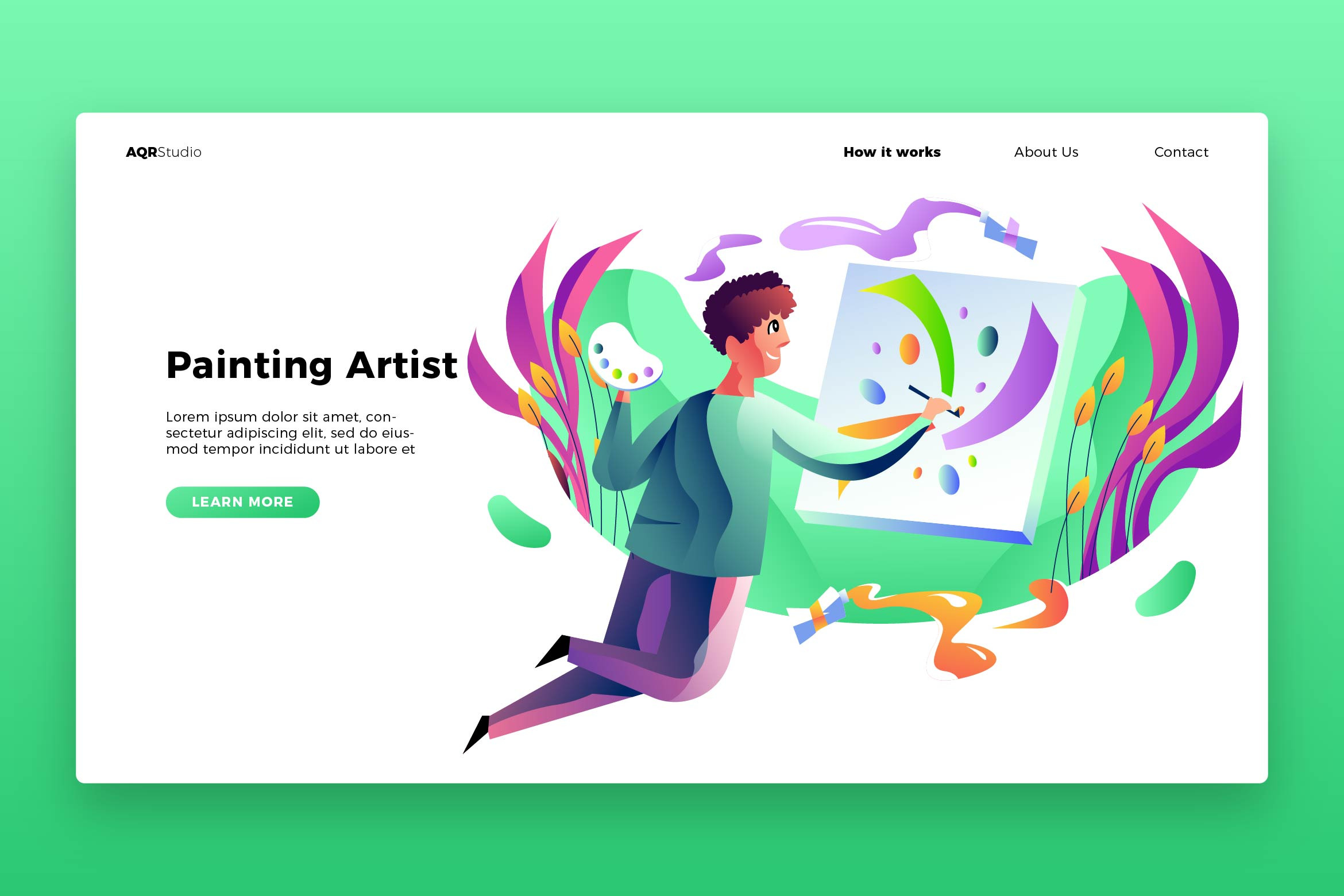 Paint Artist - Banner & Landing Page | Templates & Themes ~ Creative Market