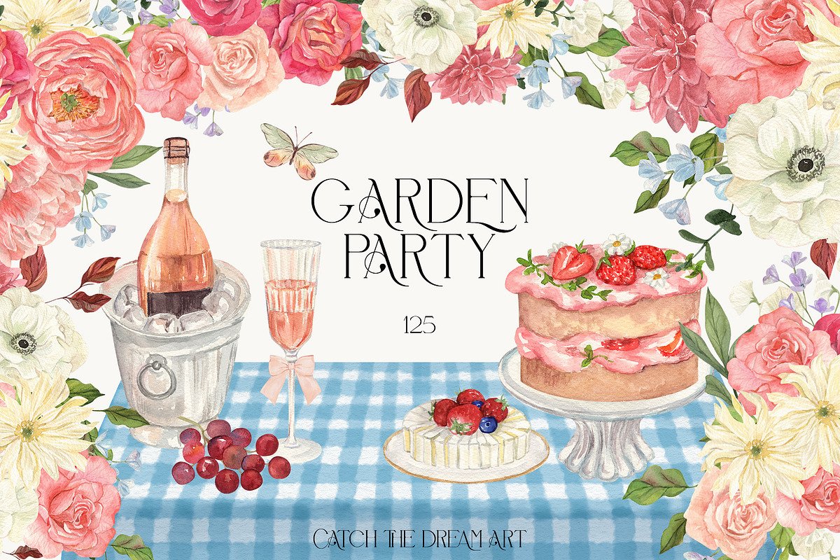 Garden Party Watercolor Florals, a Decorative Illustration by Catch the ...