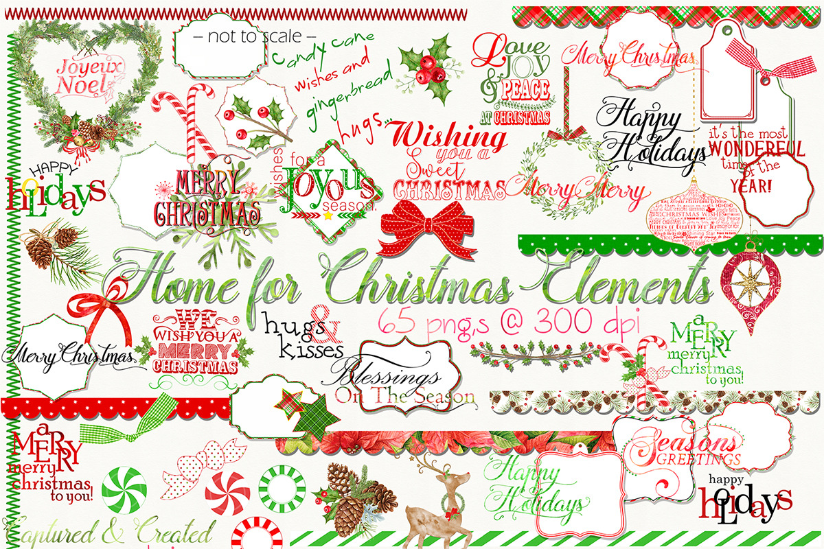Home For Christmas Tags & Elements, an Object Graphic by Captured and ...
