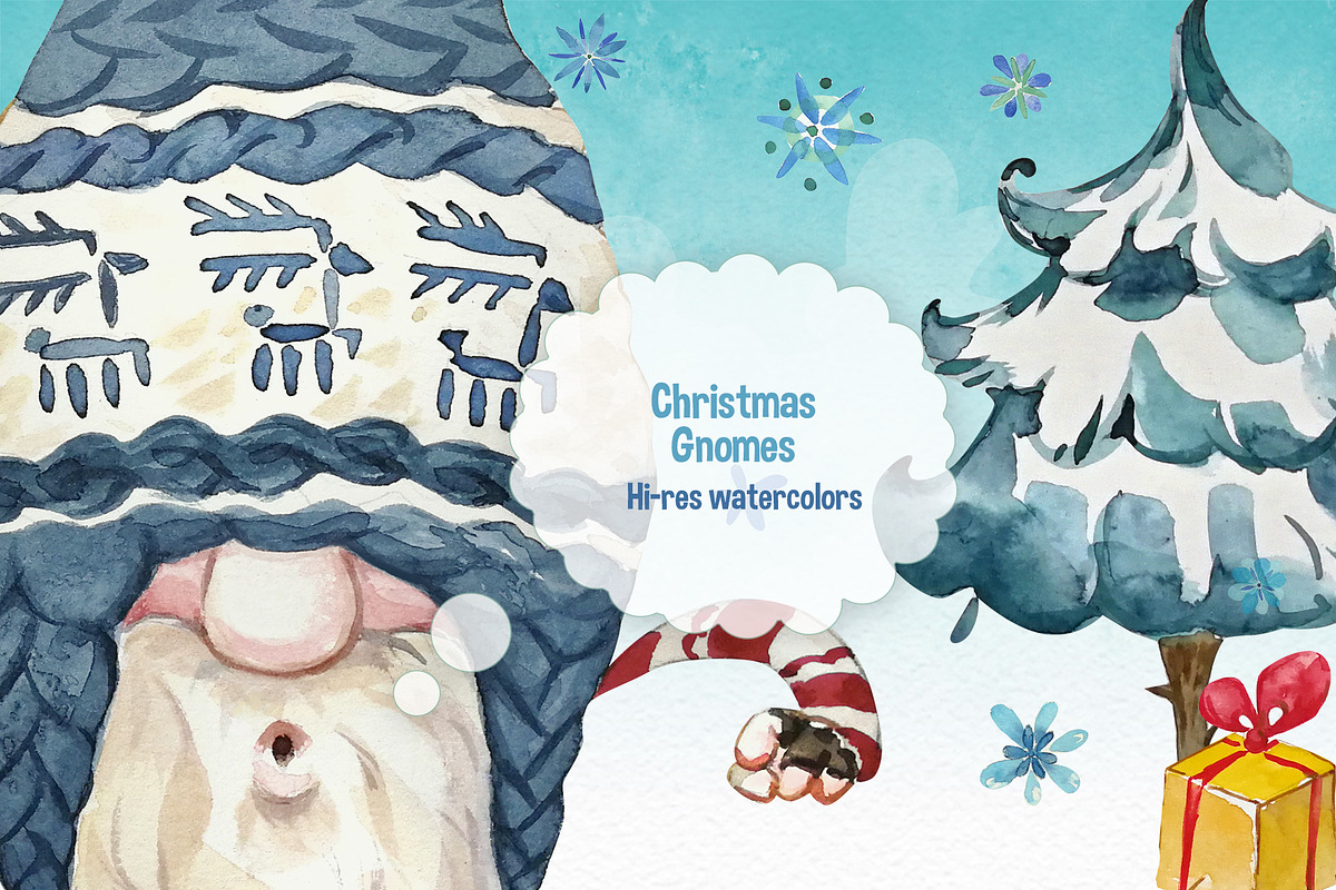 Christmas Gnomes. Watercolor clipart, an Illustration by Two Guinea ...