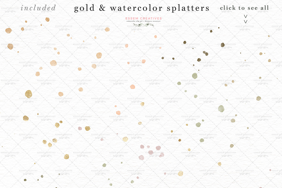 Gold Watercolor Paint Splatters PNG, an Illustration by Essem Creatives