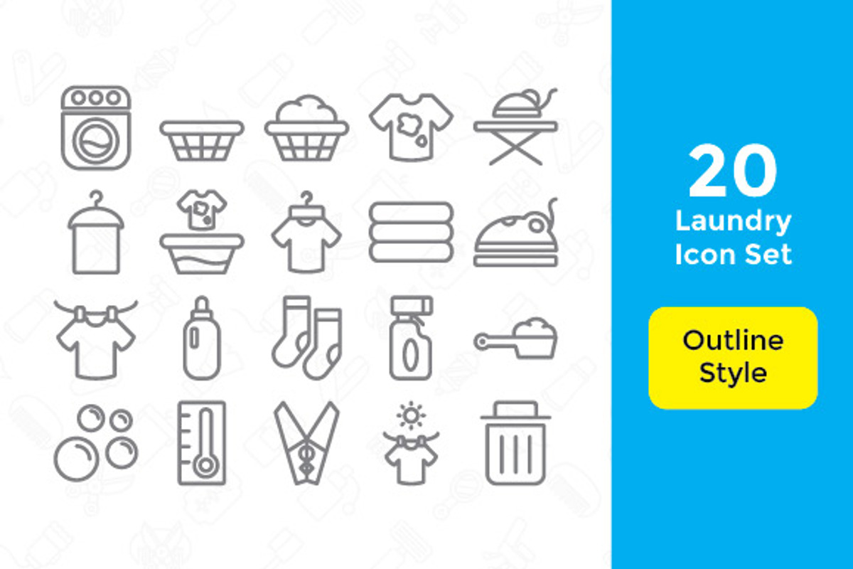 20 Laundry icon set with 3 styles, an Icon by Rudez Studio
