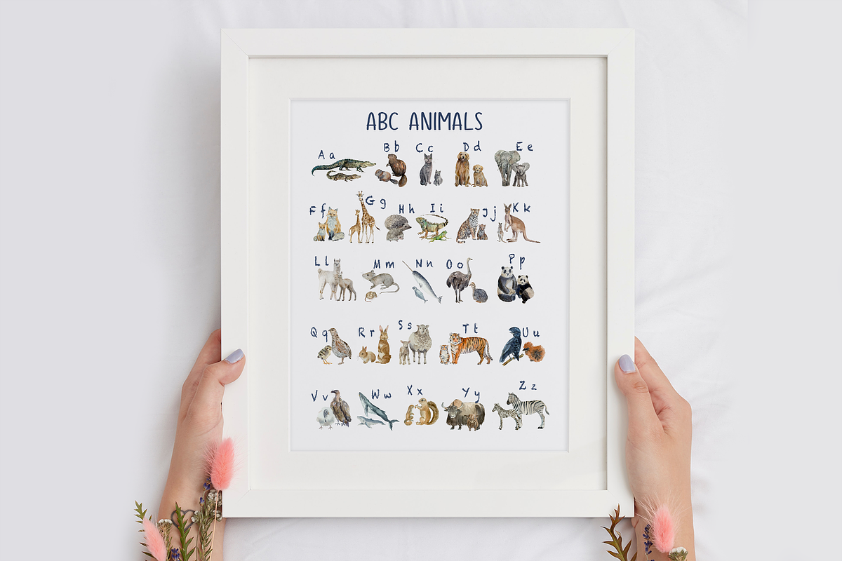 Watercolor Abc Animals Posters, an Animal Illustration by Tati Bordiu