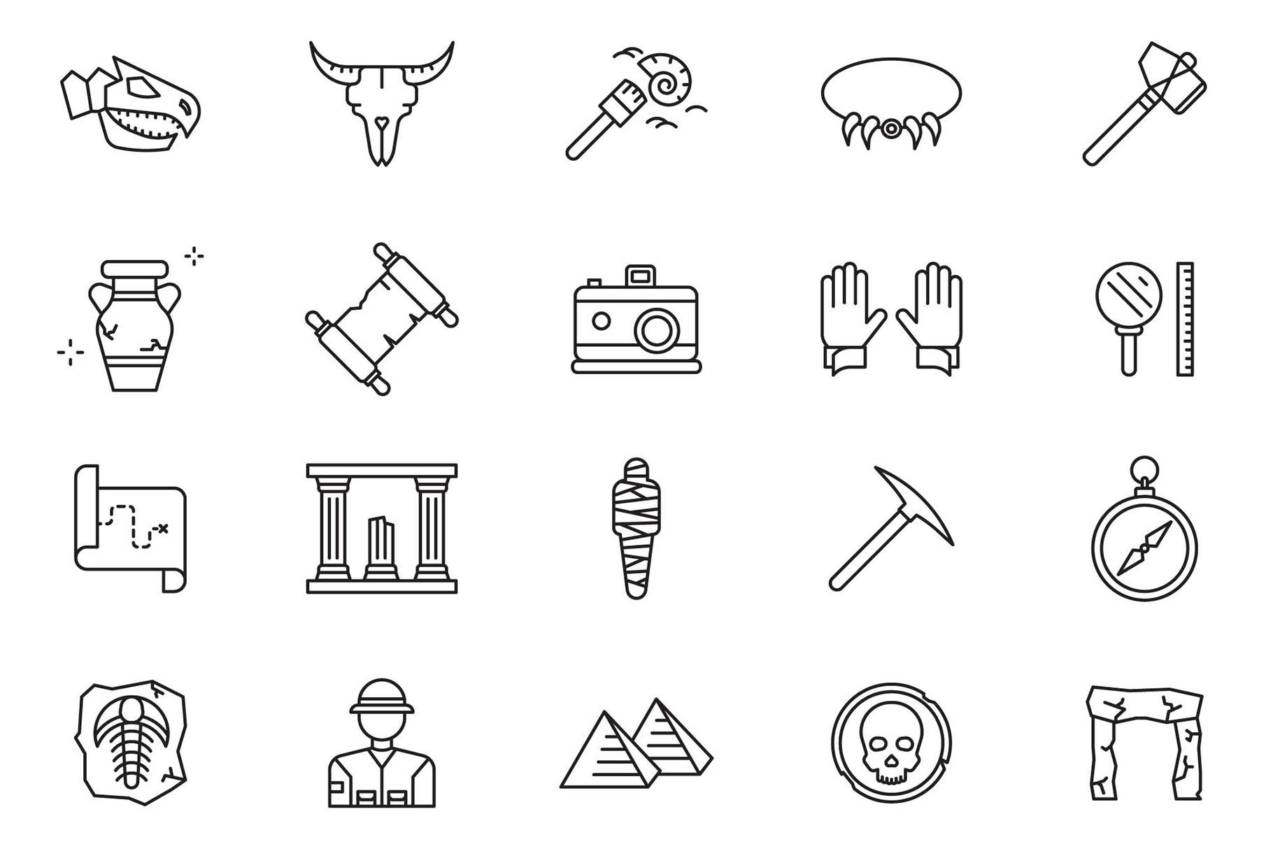 Archeological Icons, an Outline Icon by Graphic Pear