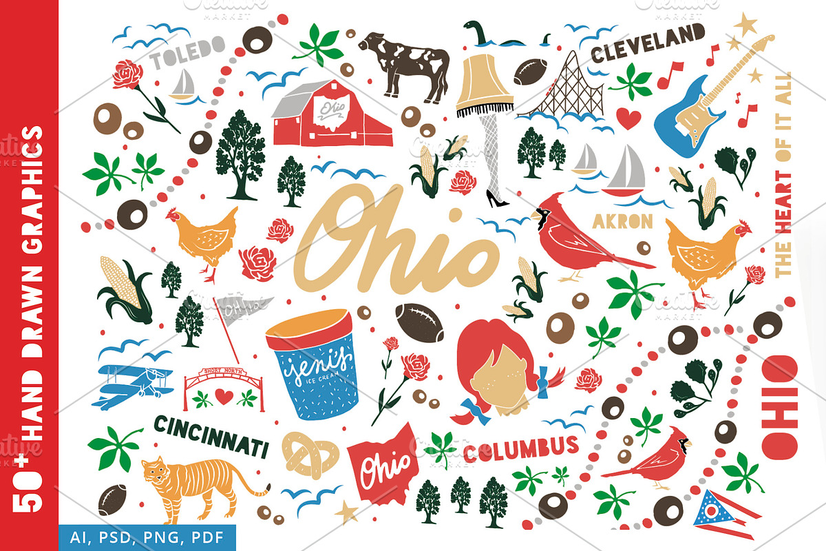 OHIO Illustrations Icons Patterns, an Illustration by BeesDesign