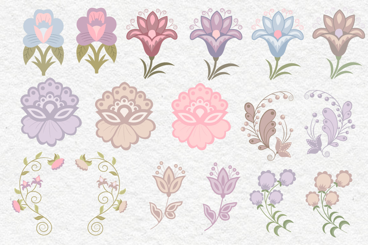 Flower fantasy vector set, an Illustration by Flamingo