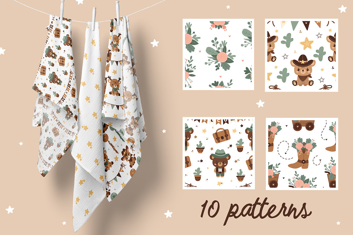 Cowboy Clipart and Patterns for Kids, an Animal Illustration by JT ...