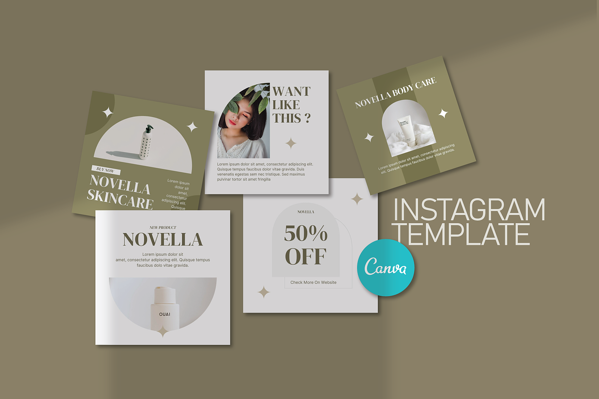 Novella Instagram template for canva, a Social Media Template by nyilstudio