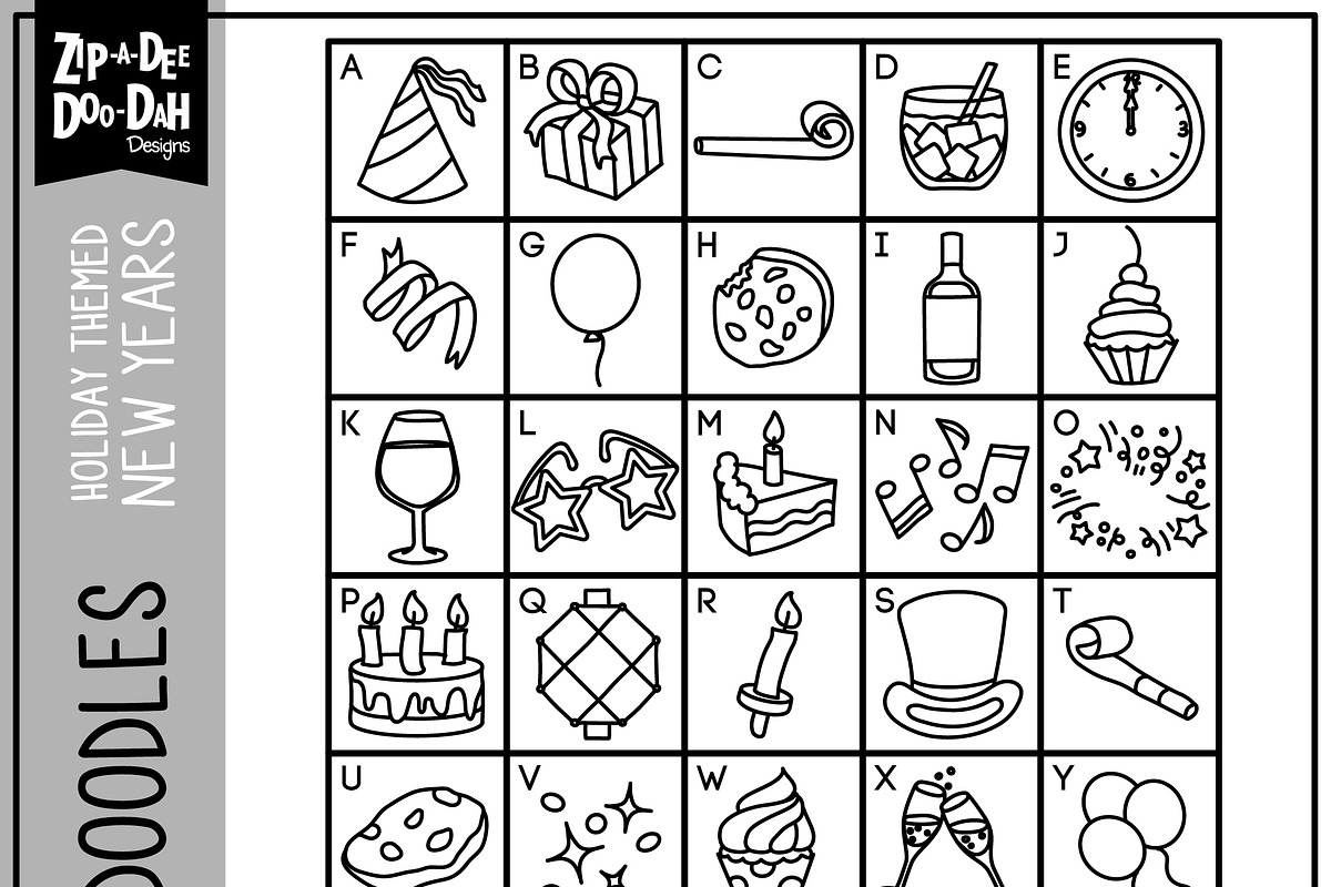 New Years Doodle Font, a Handwritten Font by Zip-A-Dee-Doo-Dah Designs