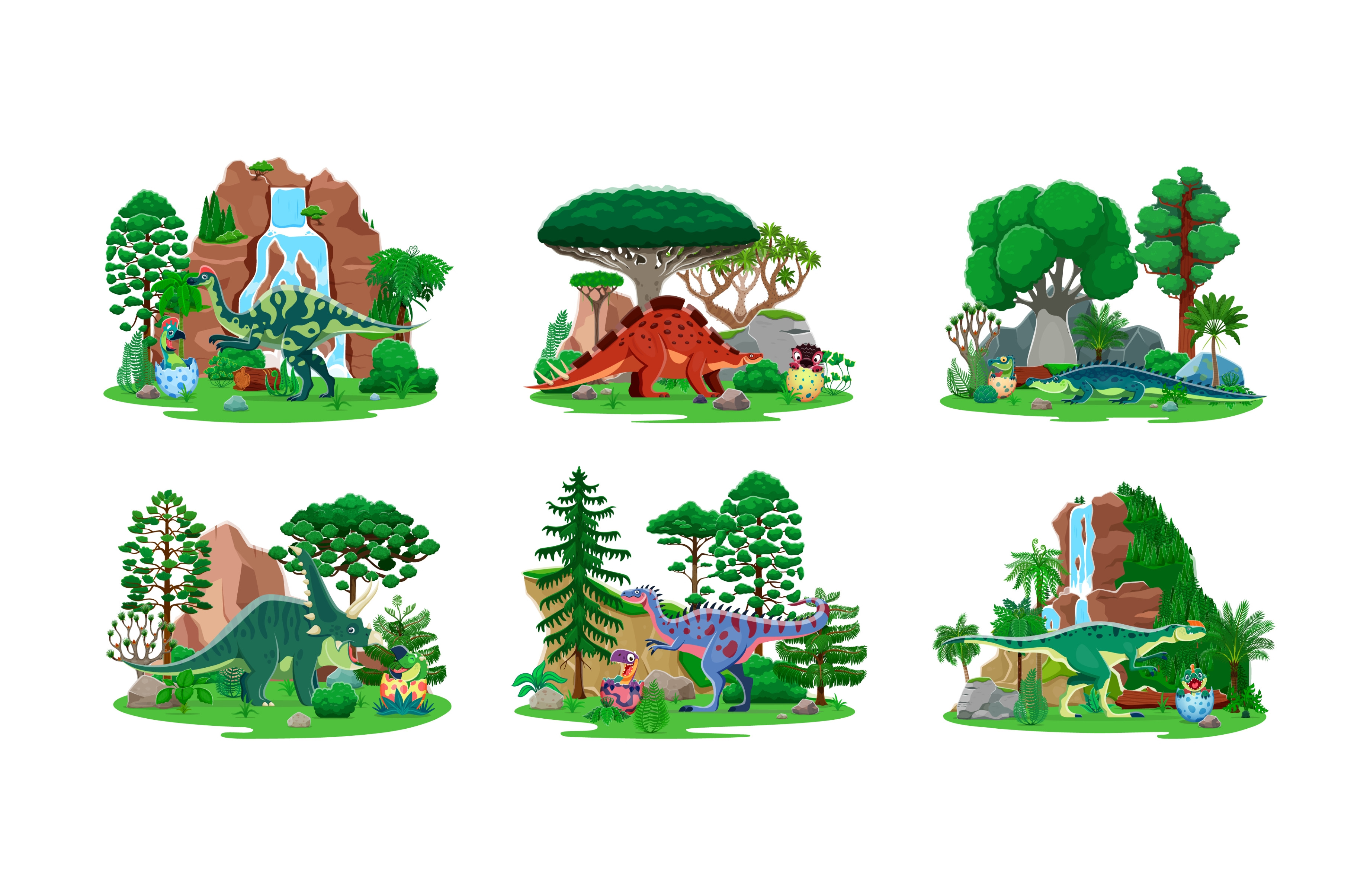 Mother dinosaurs with kids in egg, an Animal Illustration by Vector ...