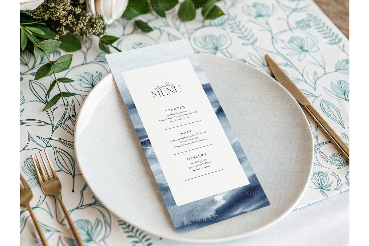 Elegant Floral Table Menu Mockup, a Product Mockup by MockupWizard