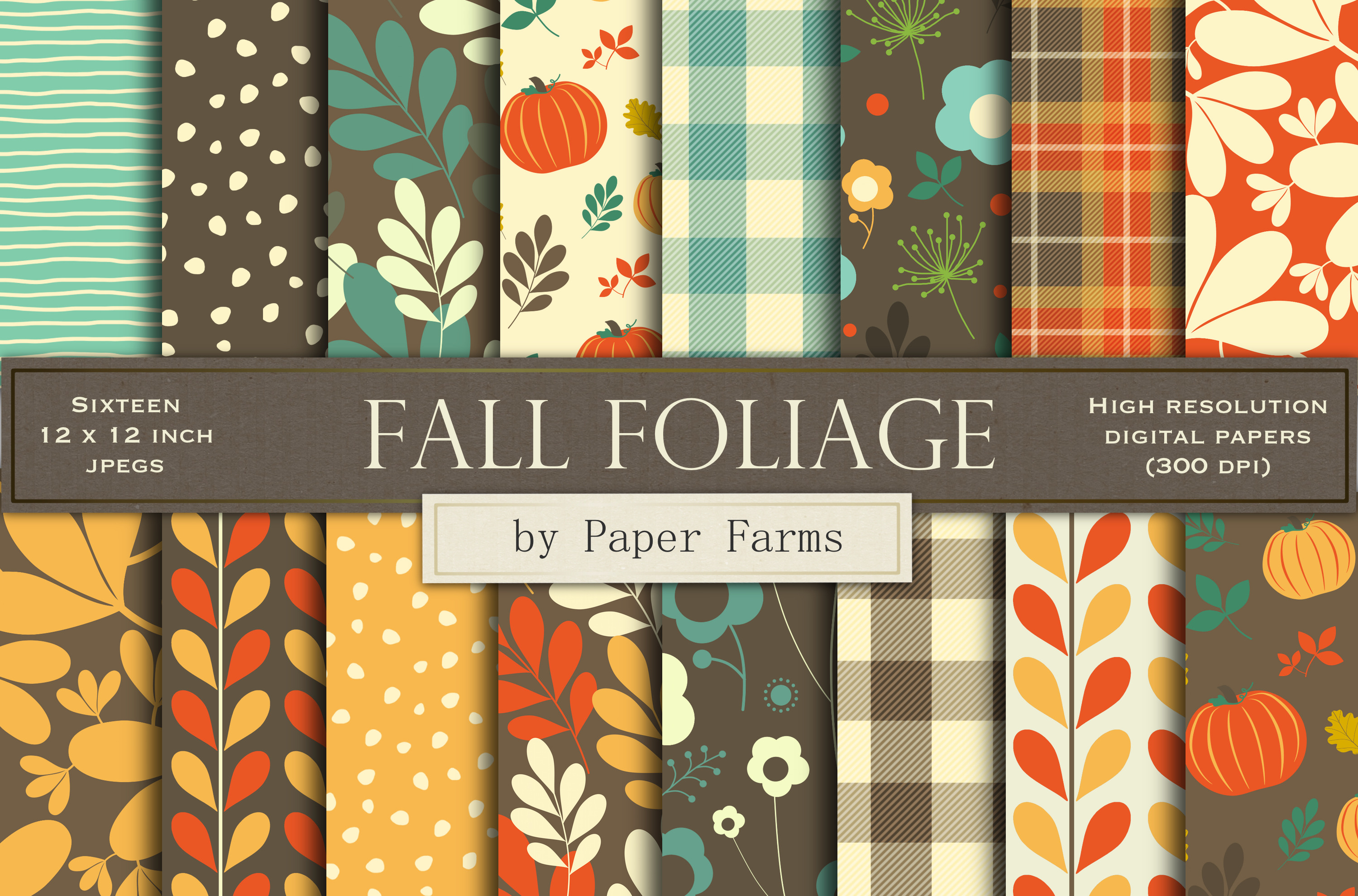 Fall foliage backgrounds, a Pattern Graphic by Paper Farms
